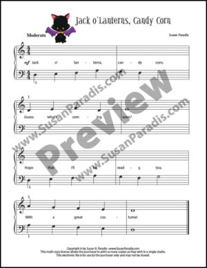 Eight Halloween One Page Songs - Susan Paradis Piano Teaching Resources