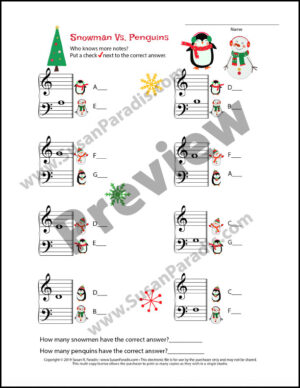 Snowmen and Penguin Christmas Funsheets - Susan Paradis Piano Teaching ...