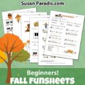 Fall Funsheets for Beginners - Susan Paradis Piano Teaching Resources